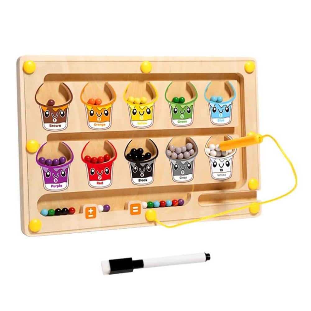 KGOTA 2 in 1 Wooden Magnetic Color & Number Maze Drawing Board Color ...