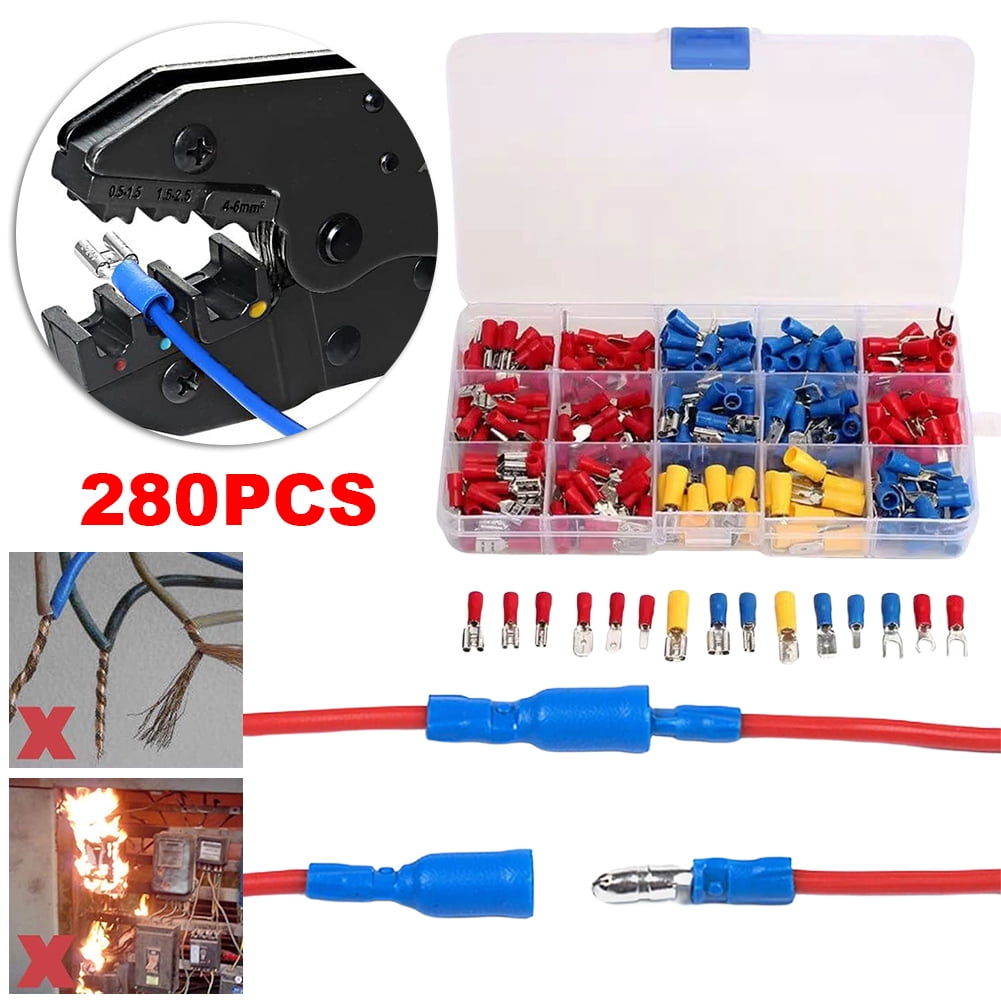 KGOTA 280Pcs Electrical Wire Crimp Spade Butt Ring Fork Set Electrical ...