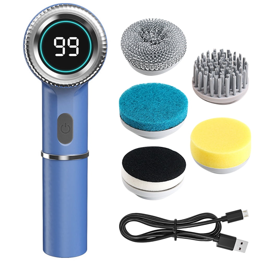 KGOTA 5 In 1 Electric Spinning Brush Handheld Portable Electric Scrubber Usb Charging with 5 ...