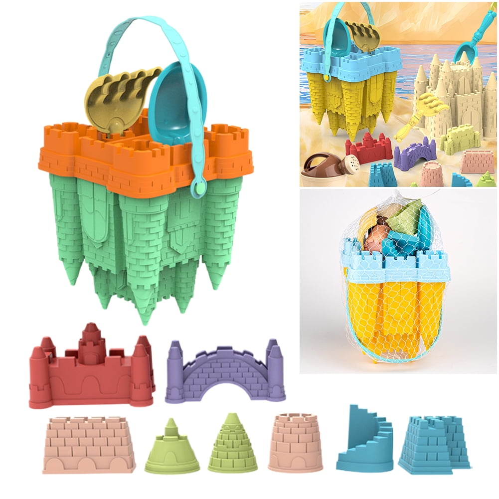 KGOTA Beach and Sand Castle Kit 14Pcs Sand Toys with Sand Castle Molds ...