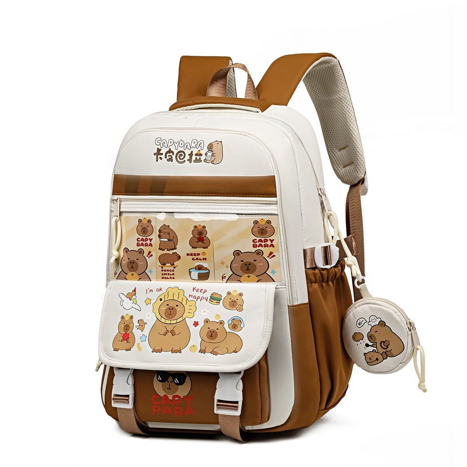 KGOTA Capybara Teenagers School Bag Adjustable Strap Fashion Knapsack ...