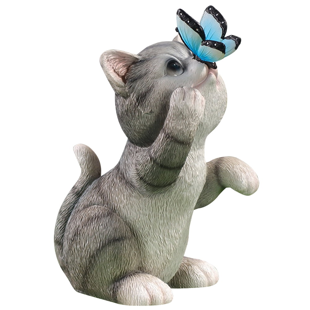 KGOTA Color Change Kitten Statue with Solar Powered Light Waterproof ...