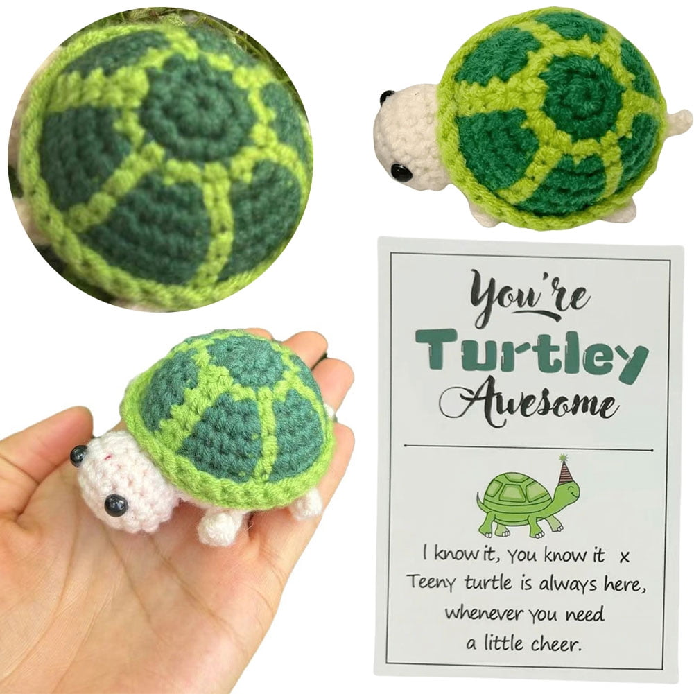 KGOTA Cute Funny Knitted Mini Little Turtle Handmade Emotional Support ...