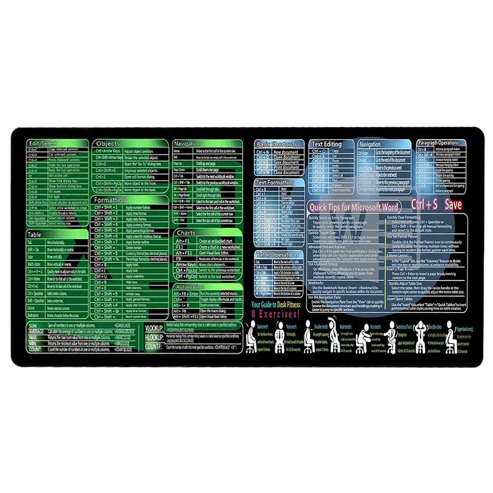 KGOTA Excel Cheat Sheet Desk Pad Excel Shortcut Keys Pad For Keyboard ...