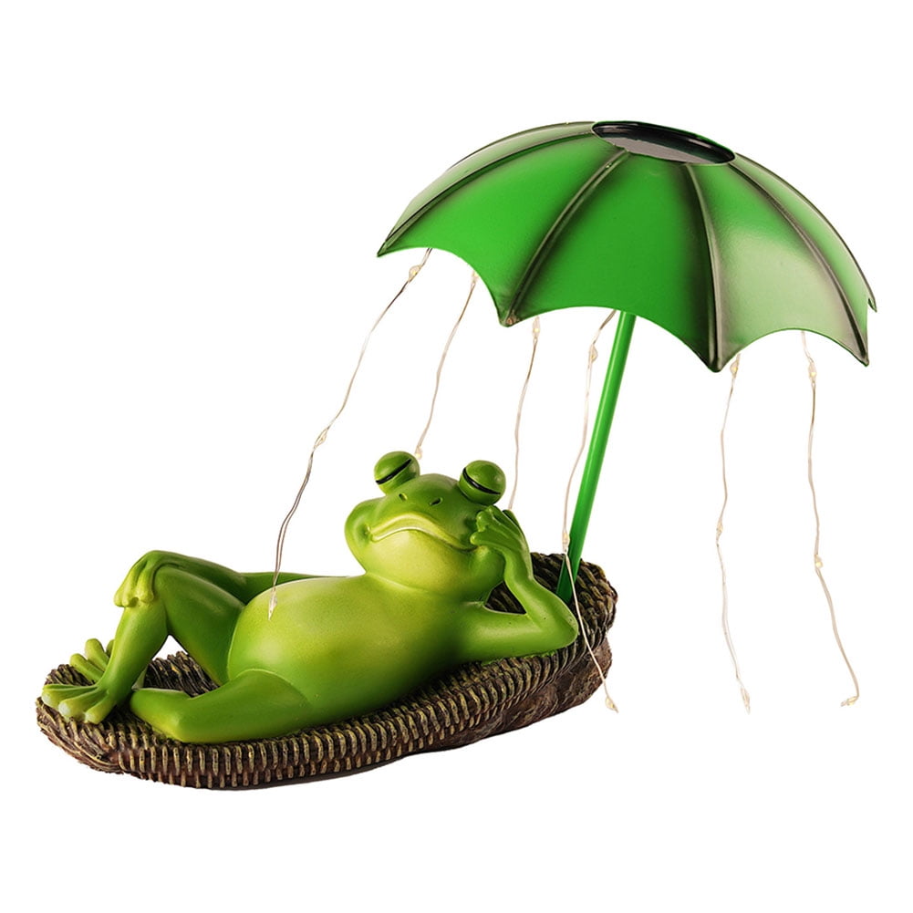 KGOTA Frogs Umbrella Led Sculptures Light Resin Frogs Garden Outdoor ...