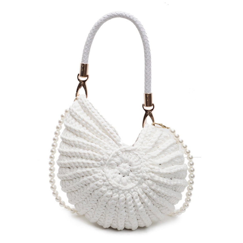KGOTA Handwoven Seashell Women Beach Shoulder Bag Pearls Chain ...