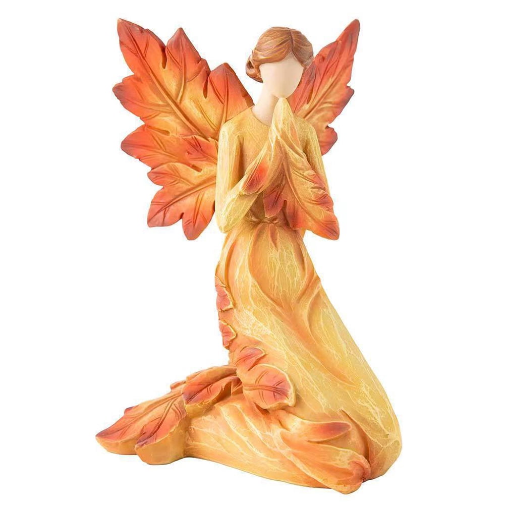 KGOTA Maple Leaf Angel Ornament Resin Autumn Wing Angel Figurine ...