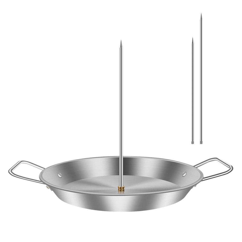 KGOTA Metal Chicken Roasting Pan for Steak Beer Vertical Meat Skewer ...