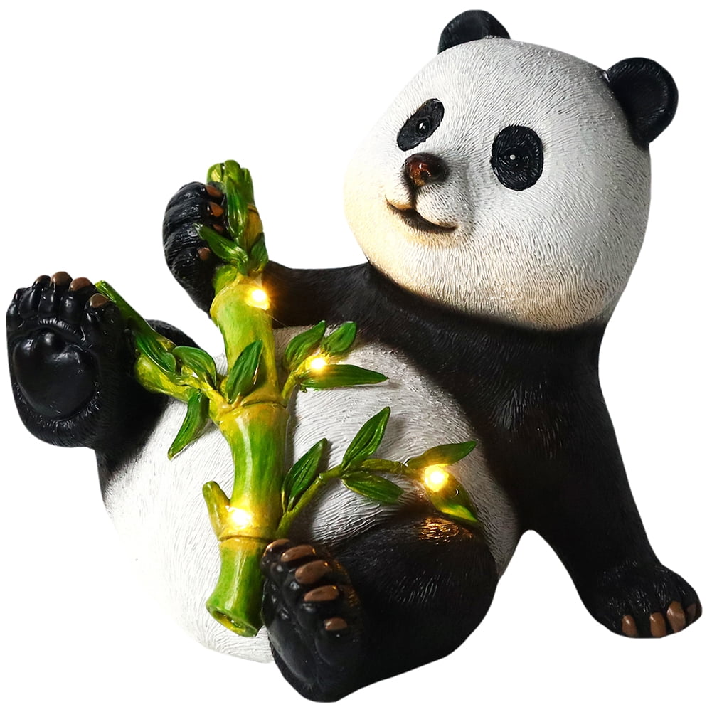 KGOTA Panda Statue Solar Light Resin Panda Outdoor Statues Waterproof ...