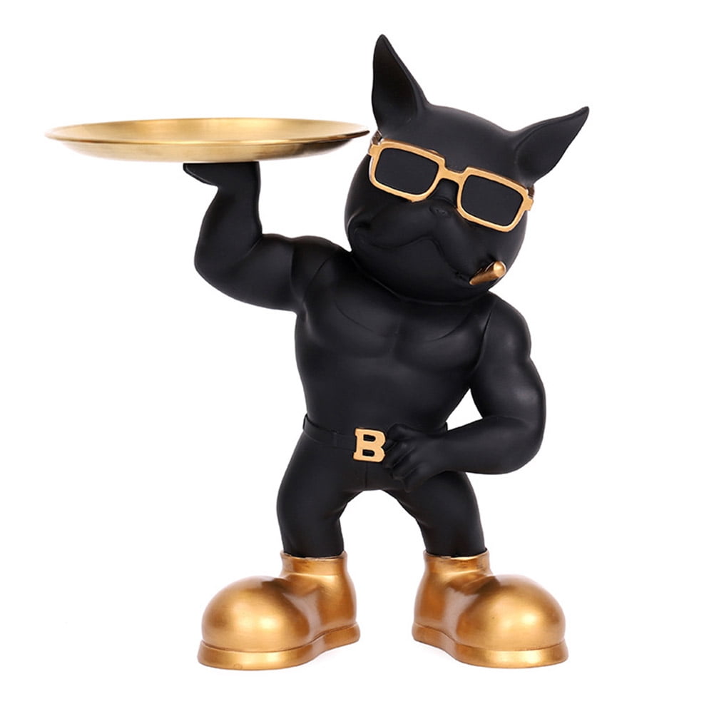 KGOTA Resin Bulldog Statue Desk Keys Holder Tray Living Room Decor ...