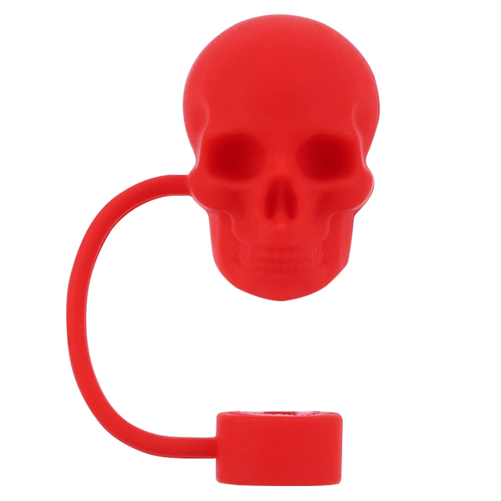 KGOTA Silicone Cute Skull Straw Covers Reusable Halloween Skull Straw ...