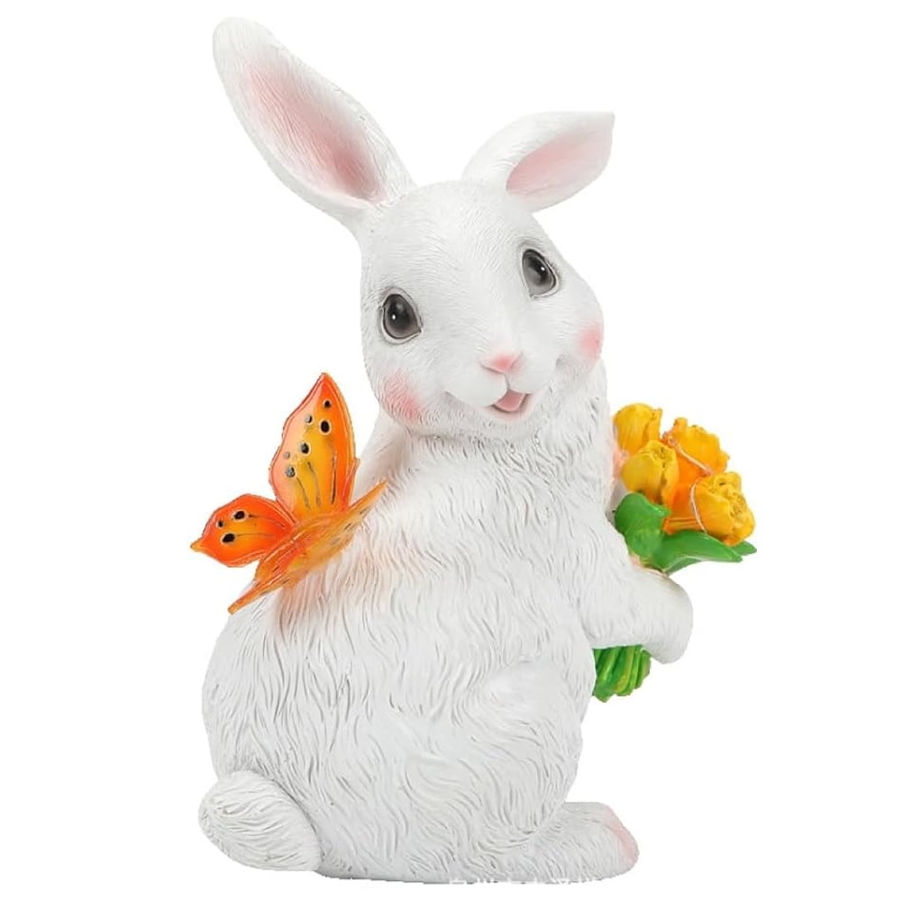 KGOTA Solar Rabbit Statue Light Resin Rabbit Figurine Auto On Easter ...