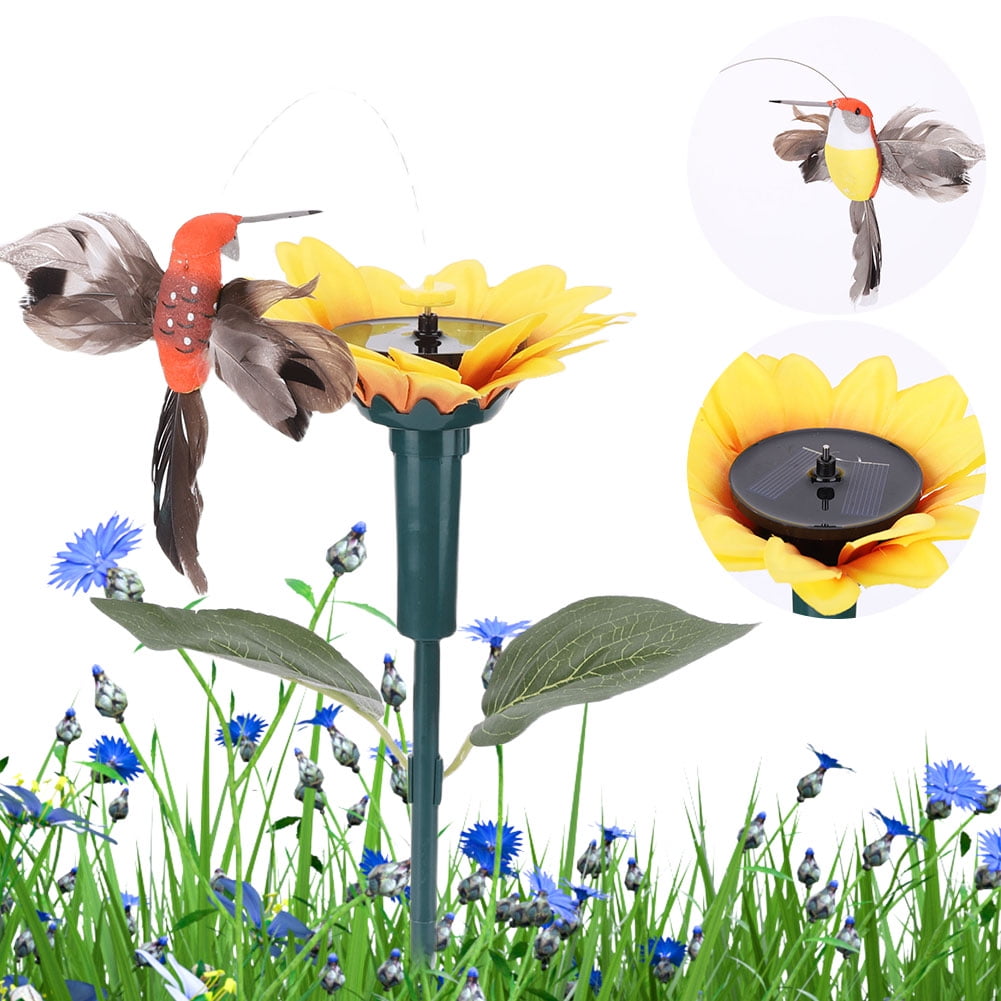 KGOTA Solar Sunflower Animal Stake Decor Rotating Butterfly/Hummingbird ...