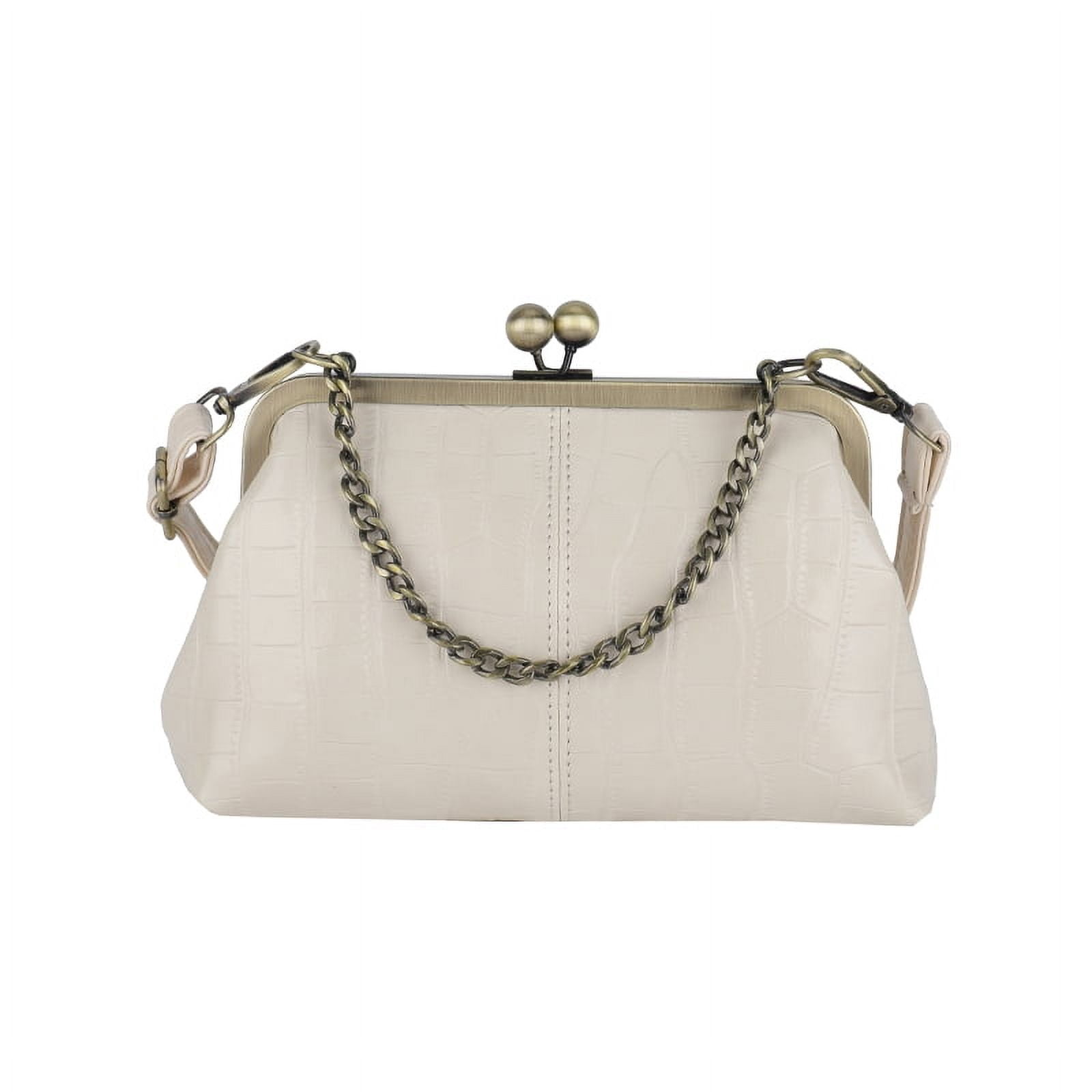 KGOTA Vintage Kiss Lock Shoulder Bag Pattern Crossbody Bag For Women ...