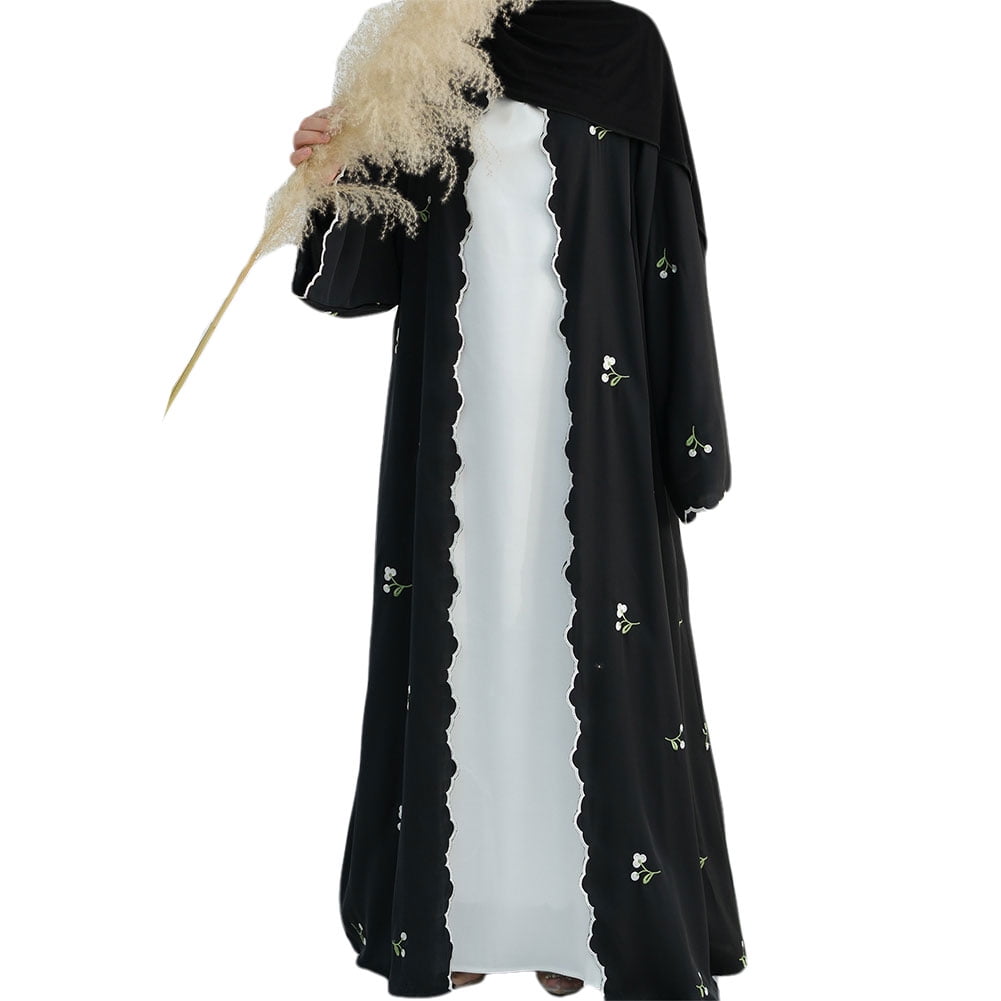 KGOTA Women Front Open Wavy Abaya Muslim Loose Burqa Turkey Modest Robe ...