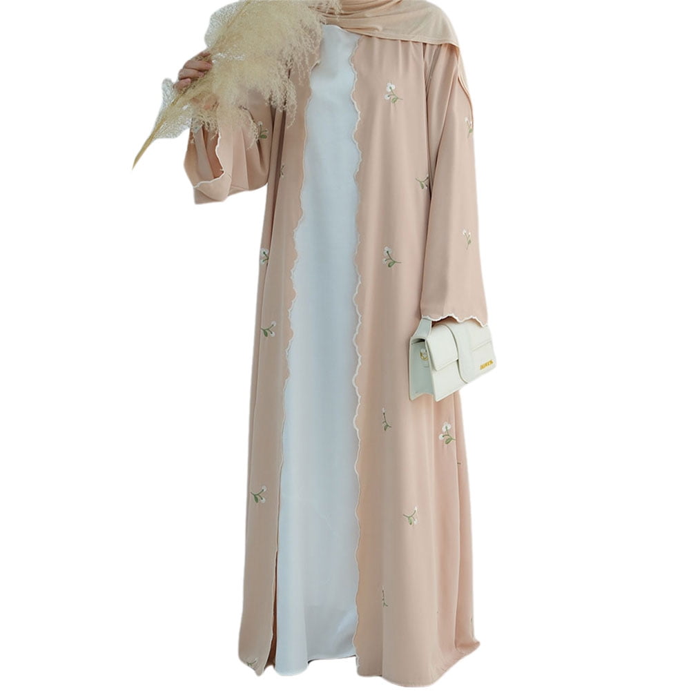 KGOTA Women Front Open Wavy Abaya Muslim Loose Burqa Turkey Modest Robe ...