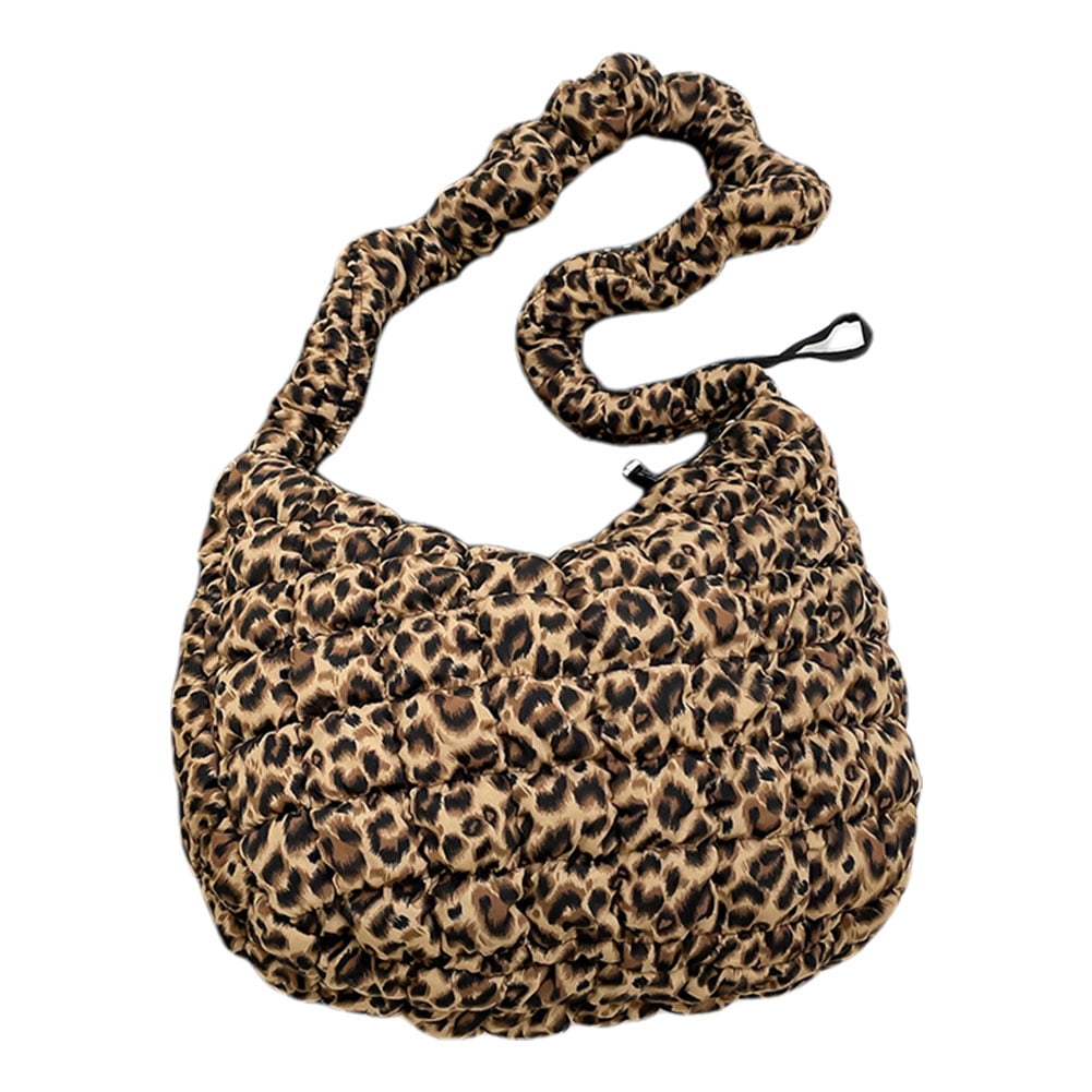 KGOTA Women Leopard Print Shoulder Bag Quilted Cloud Handbag Chic Hobo ...