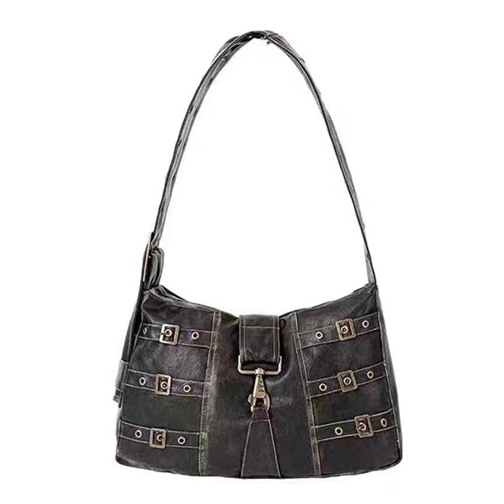 KGOTA Women Y2k Shoulder Bag Gothic Handbag Locomotive Leather Hobo Bag ...