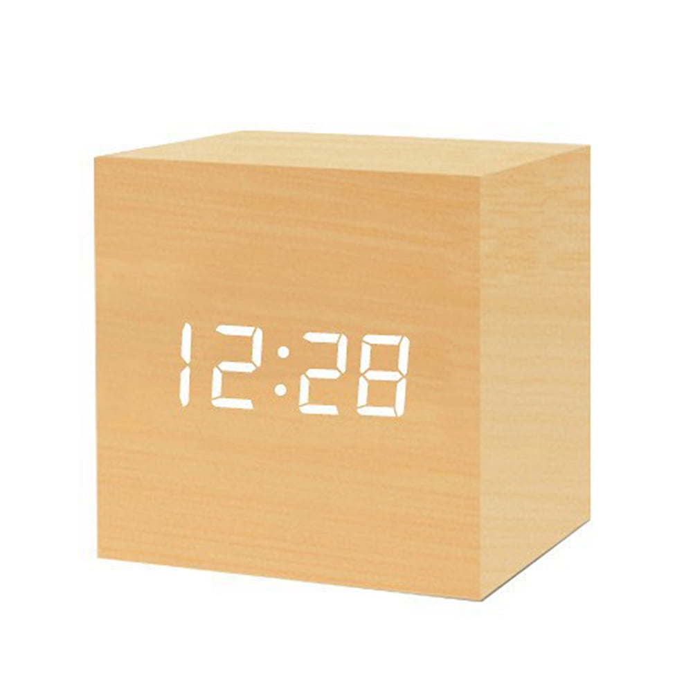 KGOTA Wooden Digital Alarm Clock with Temperature Electronic Desktop ...