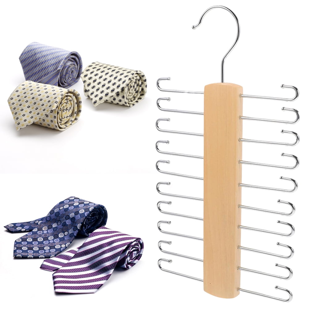 KGOTA Wooden Tie Rack Space Saving Belt Storage Hanger for Home Storage ...