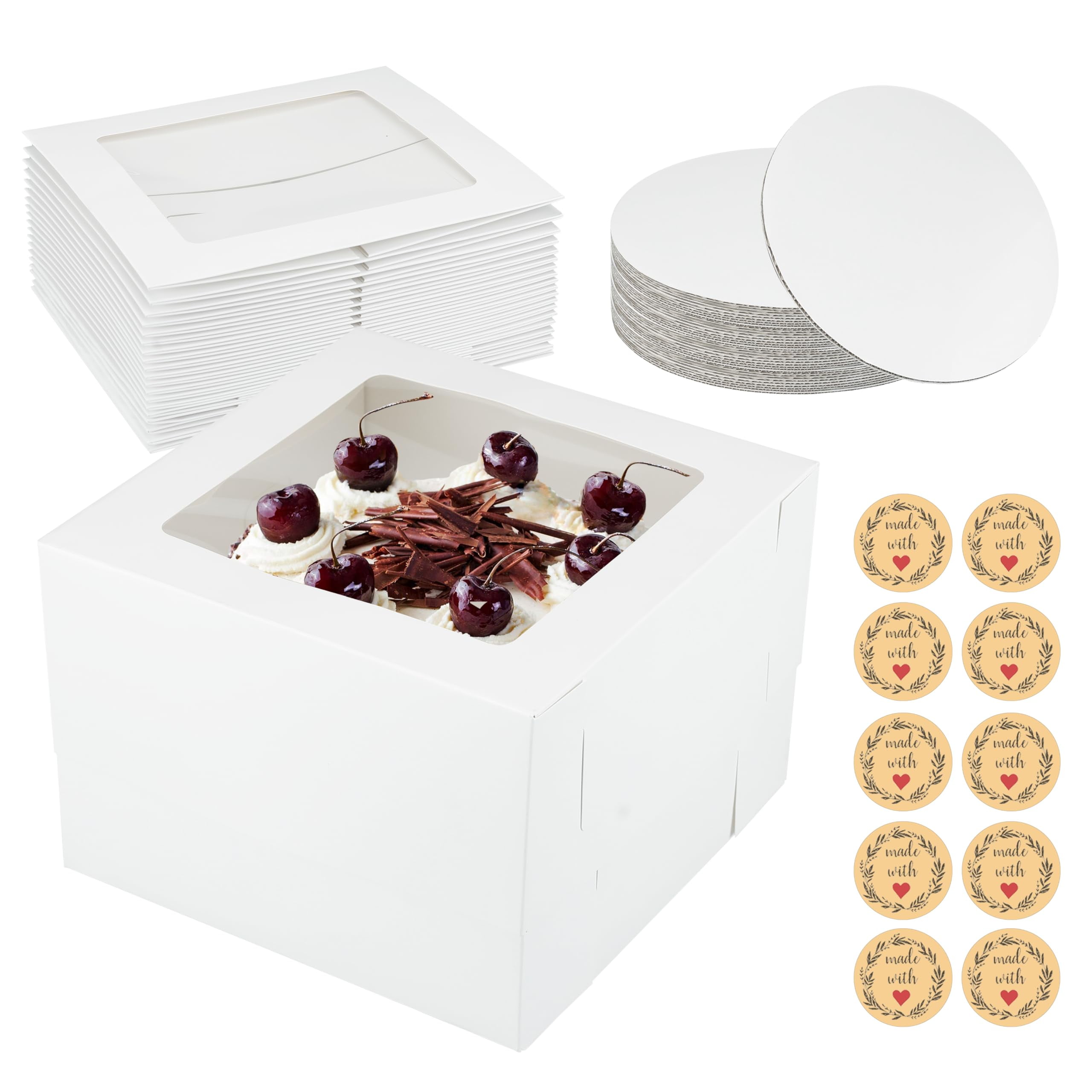 KGVZPT 15PCS Cake Boxes with Window,12x12x8 Inch White Bakery Boxes ...