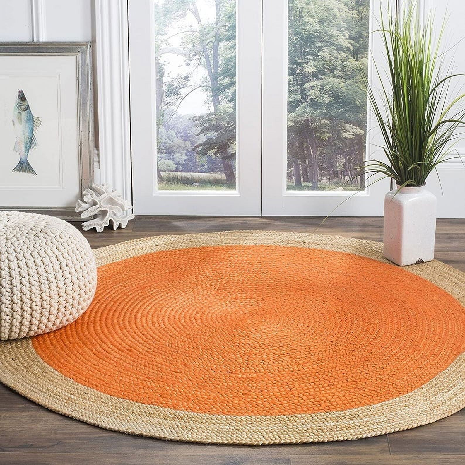 KH Handloom Handmade Hand Braided Natural Jute Carpet for Living Room, Jute Round Floor Mat ...