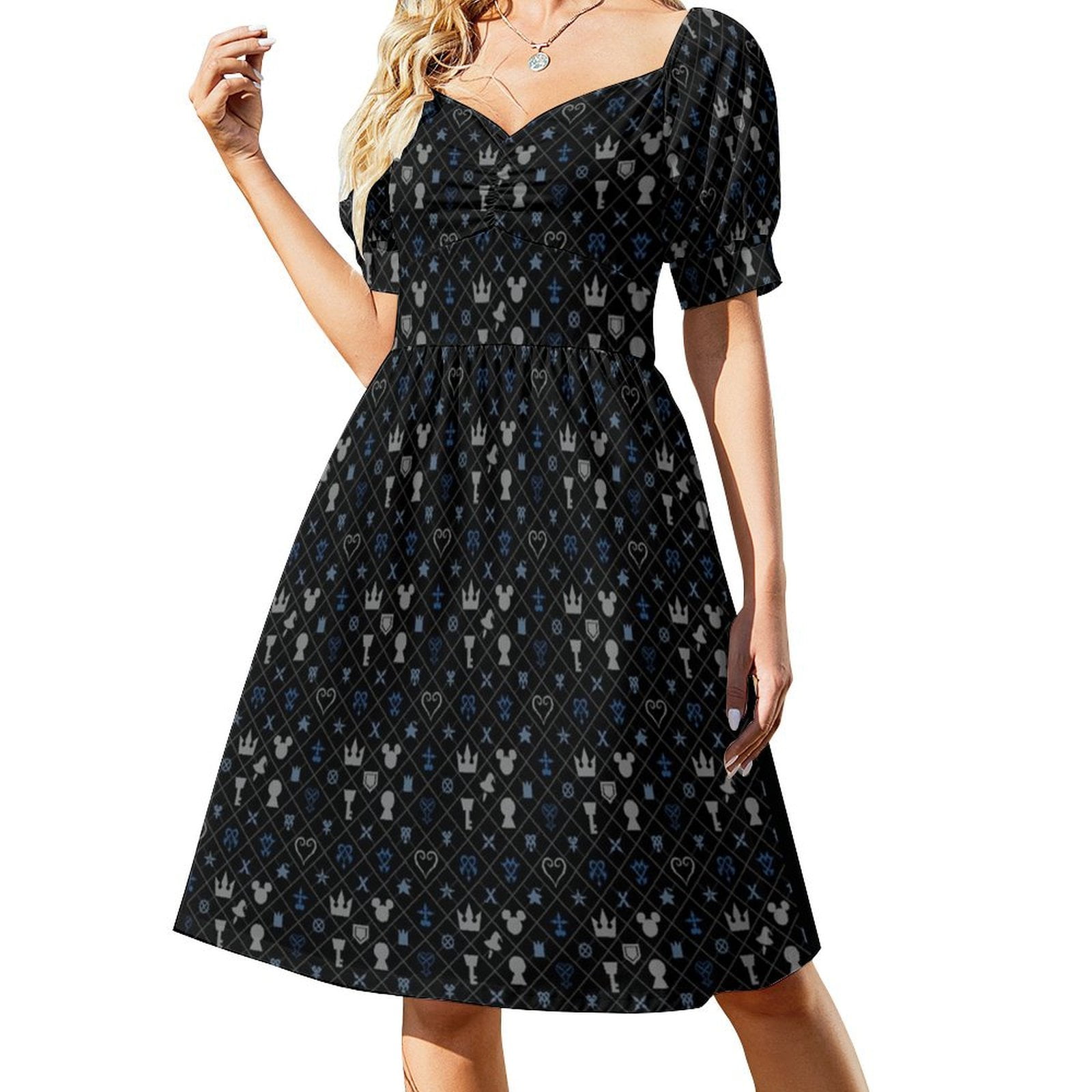 KH pattern Short Sleeved Dress women evening dress Long dresses dress ...