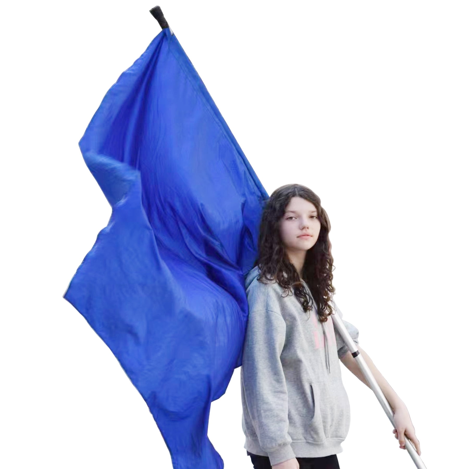 KHAMPA Color Guard Flags with Pole- Blue Lightweight Spinning Flags for ...