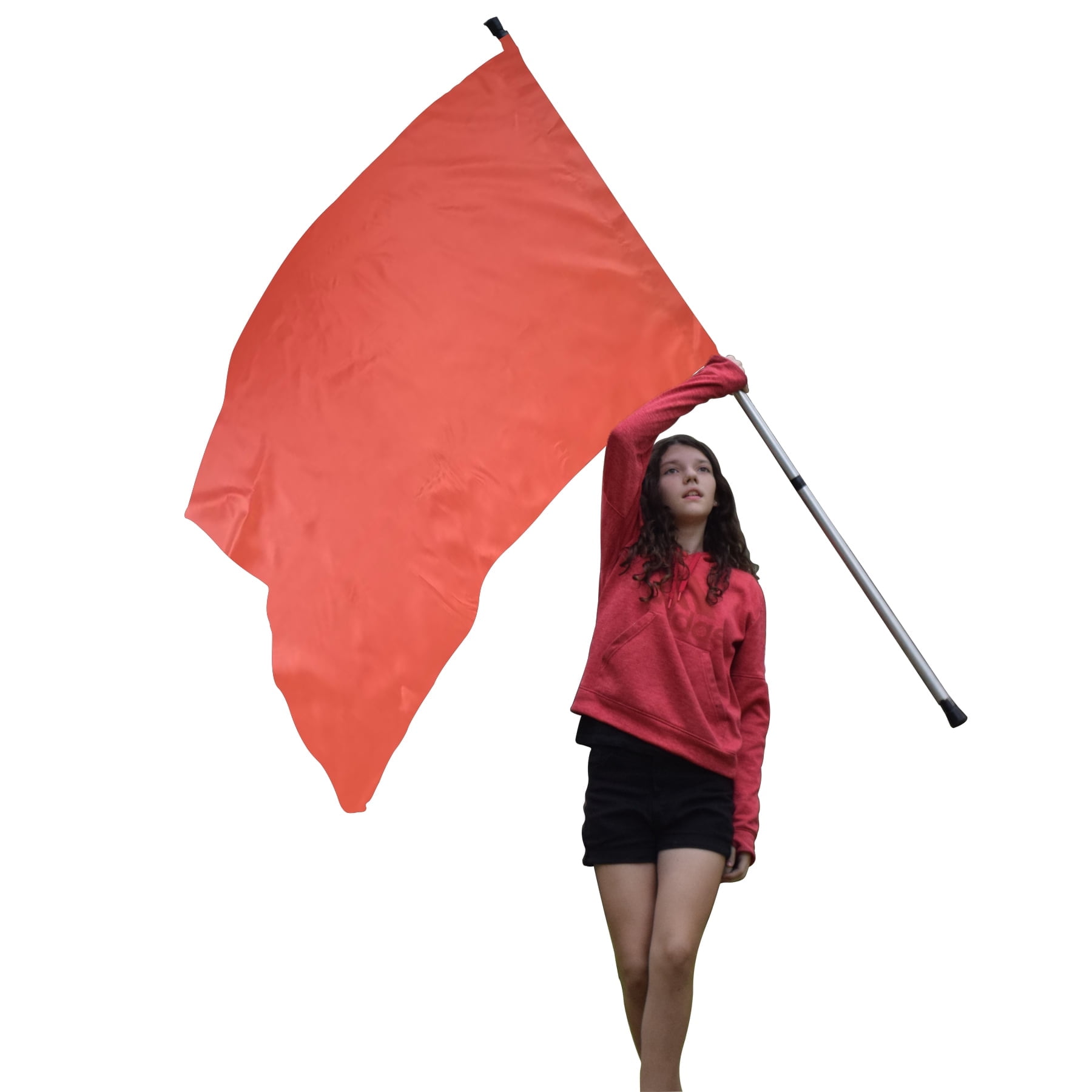 KHAMPA Color Guard Flags with Pole- Oeange Lightweight Spinning Flags for Performances - Durable ...