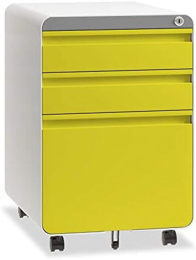 KHBIULIFE 3 Drawer File Cabinet Metal Filing Cabinets with Lock Wheels ...