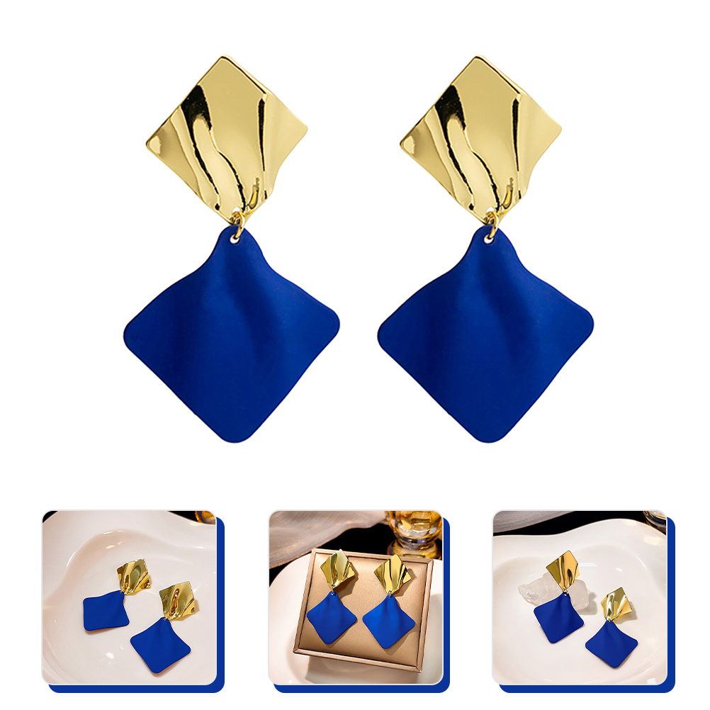 KHBUAB 1 Pair Decorative Rhombus Earrings for Women Festivals Blue ...