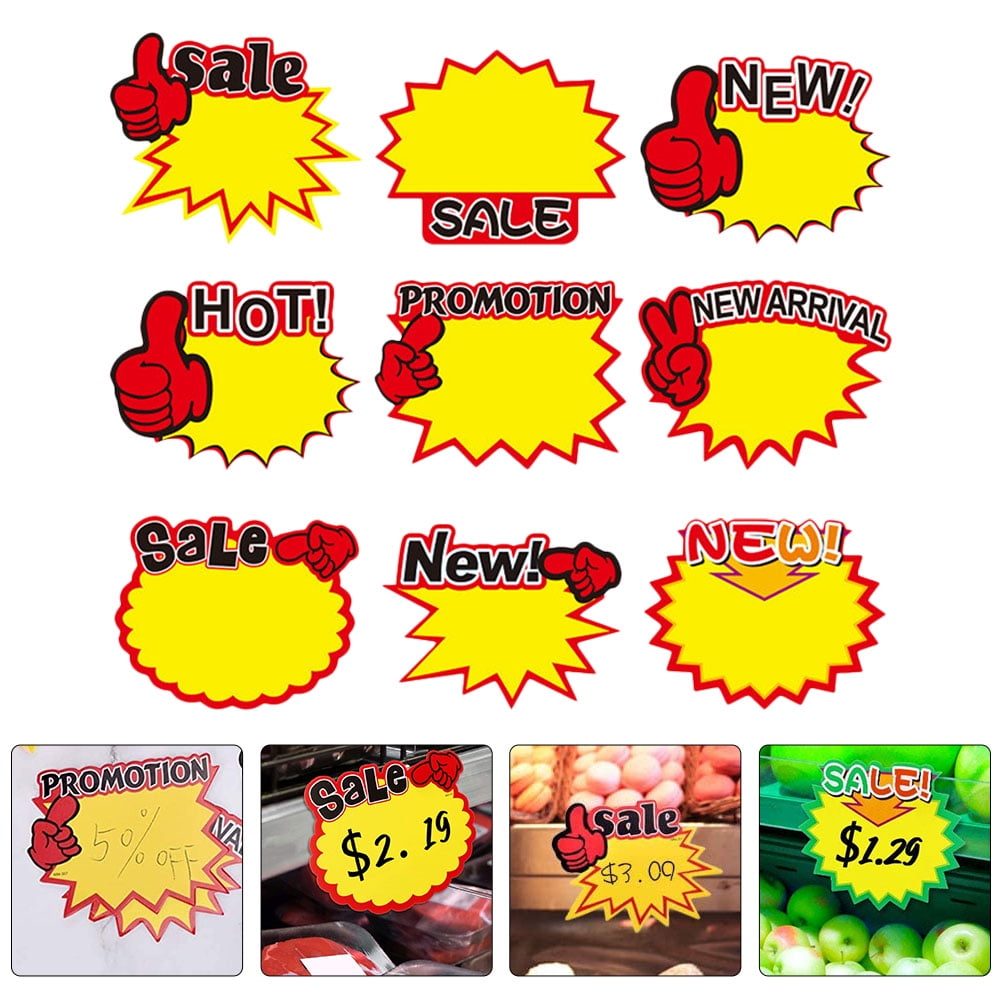 KHBUAB 100Pcs Retail Sale Signs for School Carnivals Shape 9.8x7.5in ...