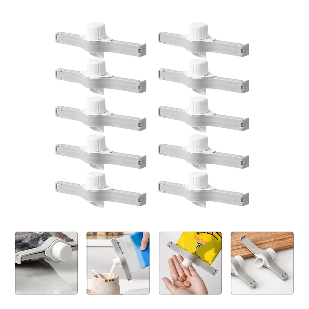 KHBUAB 10Pcs Food Sealing Clips White PP for Food Preservation Office ...