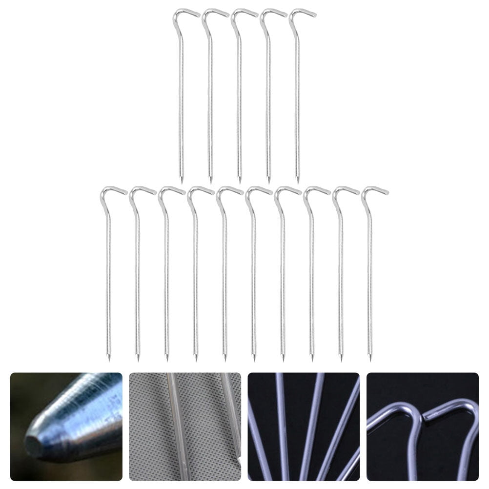 KHBUAB 15Pcs Tent Stakes Heavy Duty Curved Hook for Rope Attachment ...