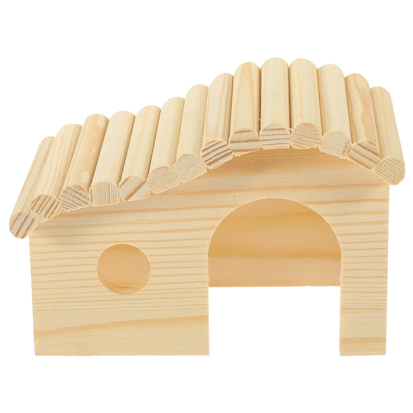 KHBUAB 1Pack Beige Wooden Miniature House for Small Animals Pet Hut ...