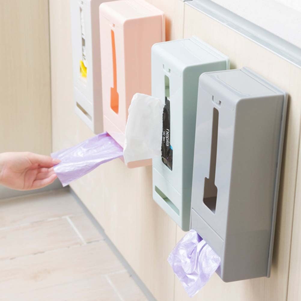 KHBUAB 1Pack Wall-Mounted Garbage Bag Storage Box Rectangular Shape ...