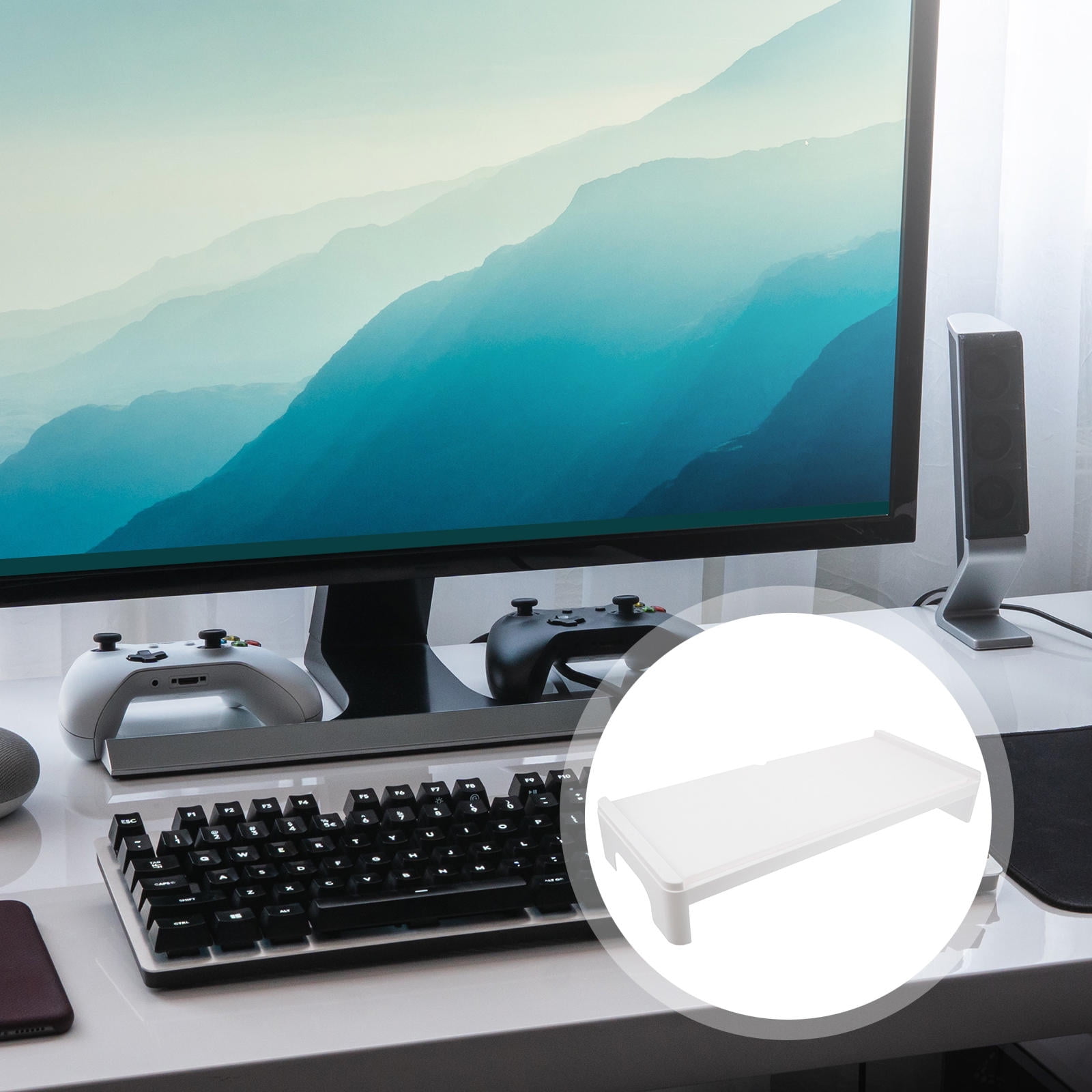 KHBUAB 1Pack White Plastic Desktop Monitor Riser for Office Workers ...