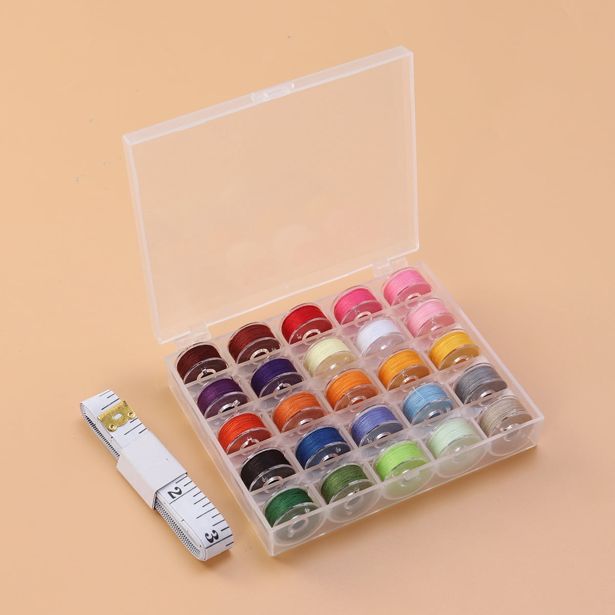 KHBUAB 25 Pcs Sewing Machine Bobbins Assorted Color Transparent Storage ...