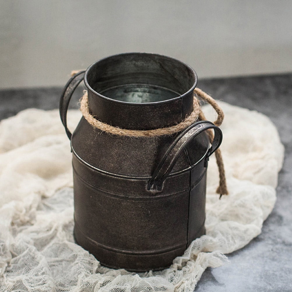 KHBUAB 2Pack Rustic Iron Vase Metal Flower Container Classic Style ...