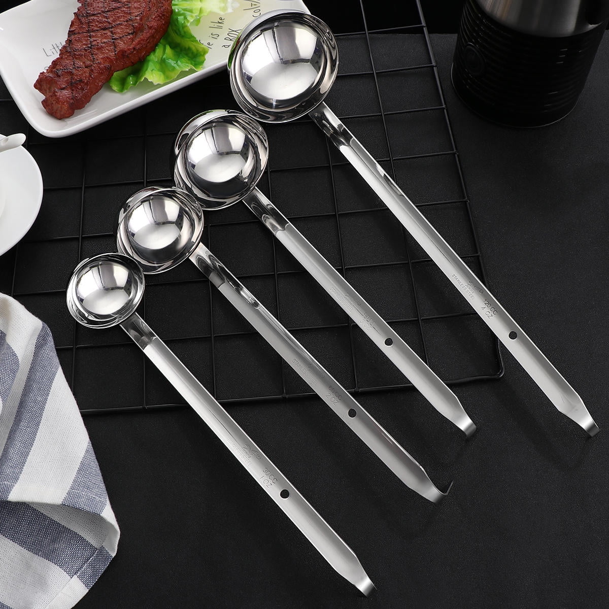 KHBUAB 2Set Buffet Serving Spoons Stainless Steel Long Hangle Hangable ...