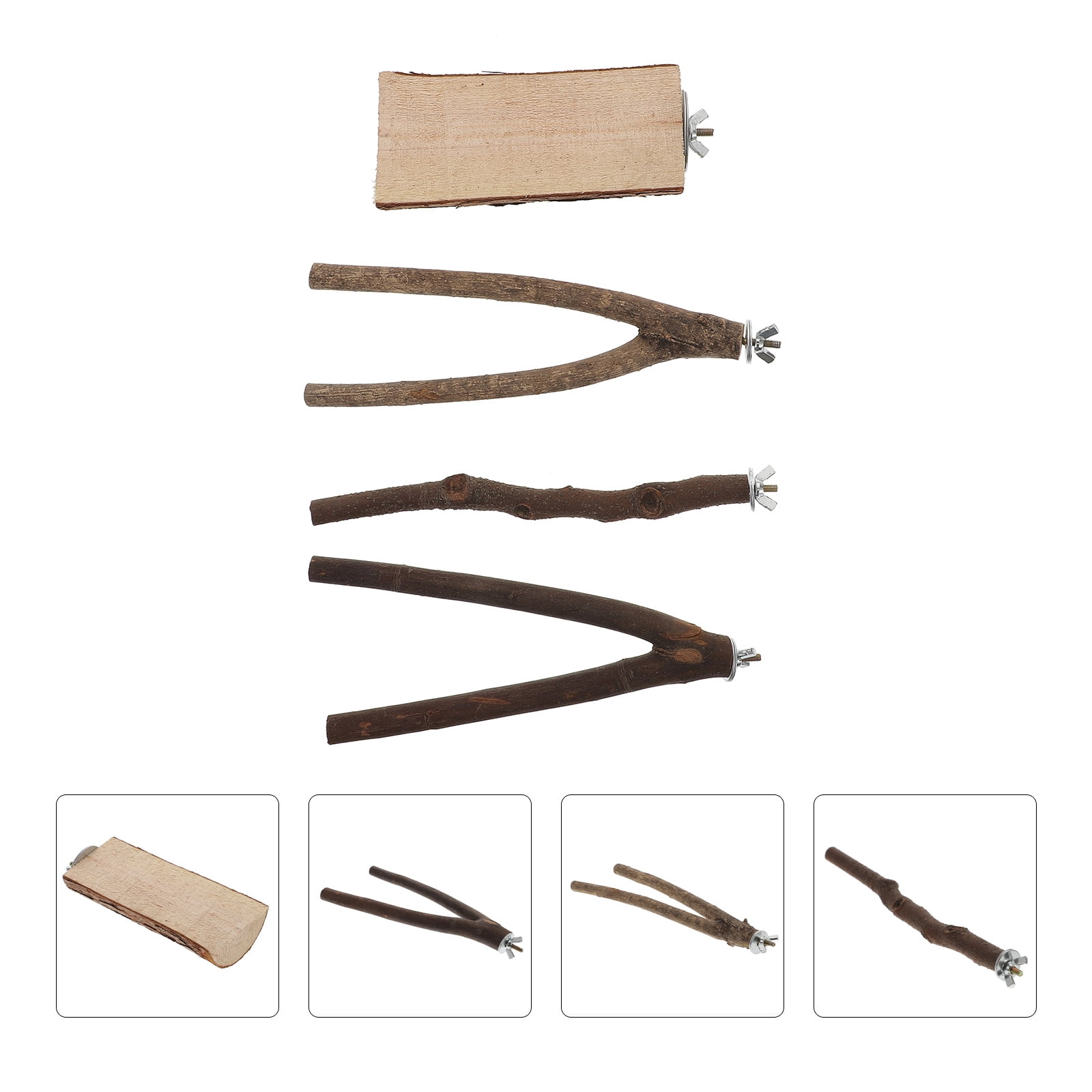 KHBUAB 4Pcs Bird Standing Stick Natural Wood Texture Teeth Grinding ...