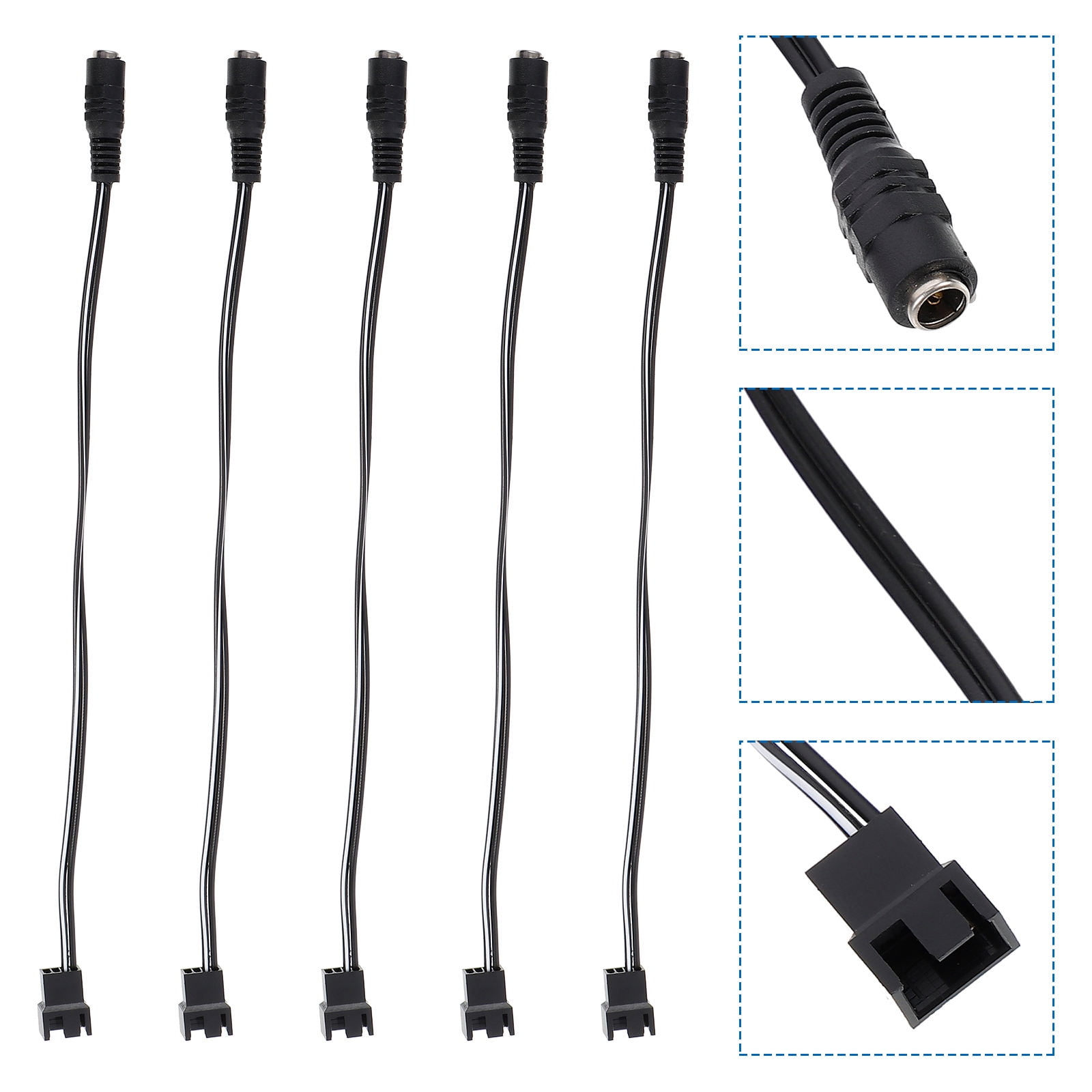 KHBUAB 5Pack PC Fan Power Extension Cable 24AWG Wire Model OD1.9mm ...