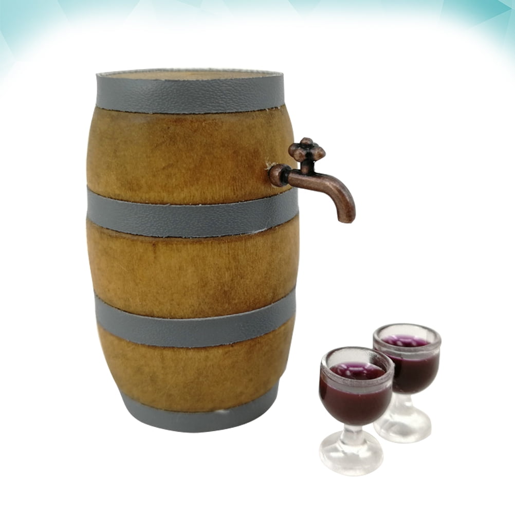 KHBUAB Bar Pub Decor Miniature Wine Barrel Set Traditional Style 5 1x4 ...