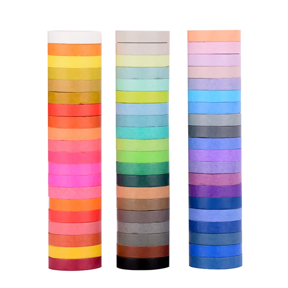 KHBUAB Colored Rolls Tapes 60 Roll Set Washi Paper Tapes for present ...