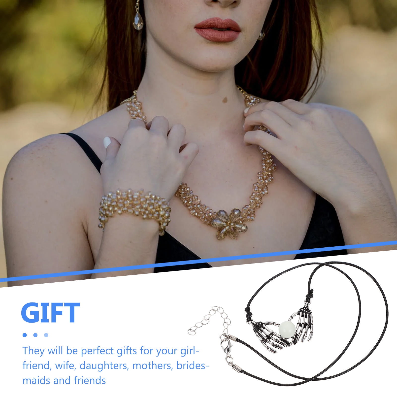 KHBUAB Skeleton Hand Necklace 1Pack with Multi Color for Women Ideal for Full Moon Gatherings ...