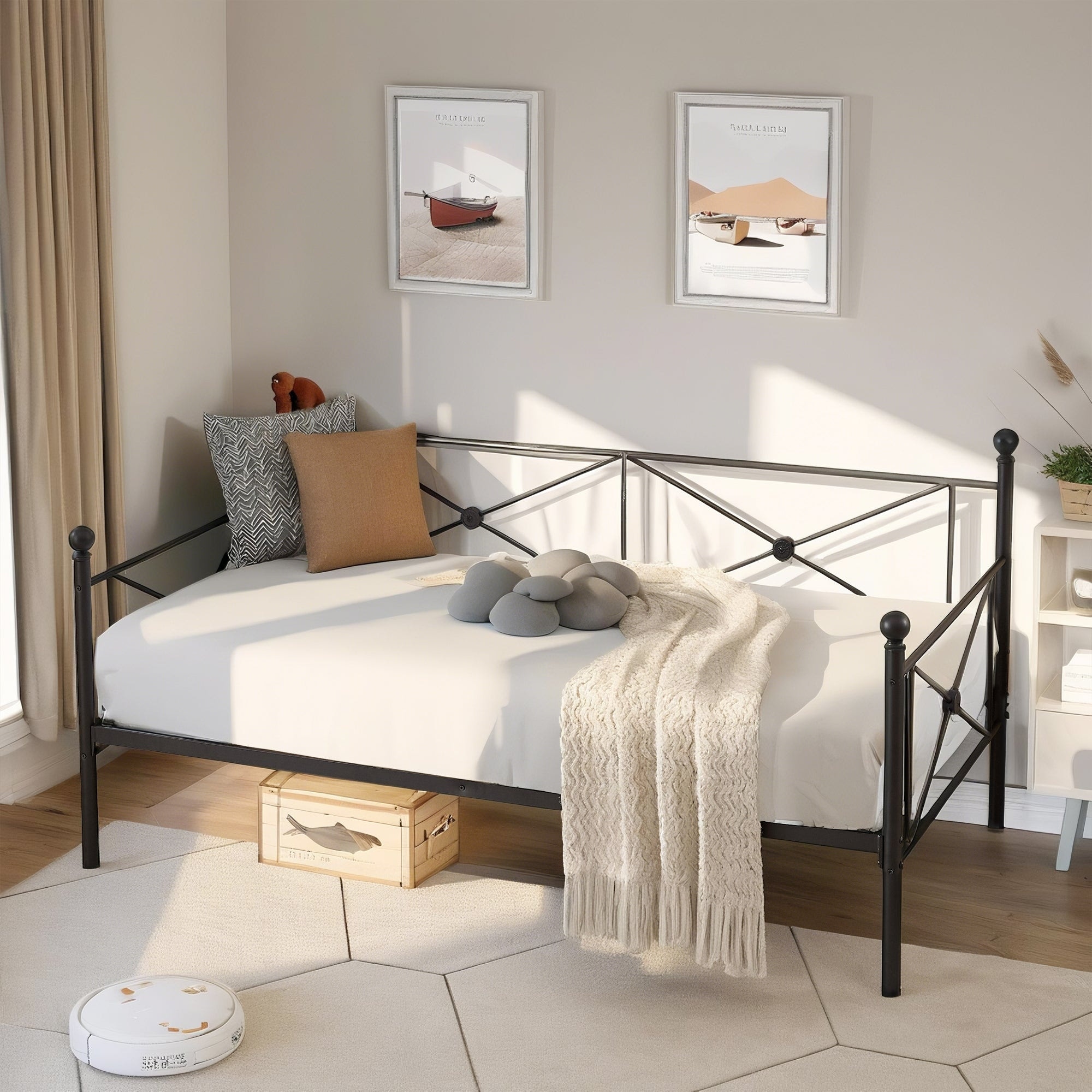 KHD Javlergo Metal Daybed Frame Twin Size Sofa Bed with Steel Slats for ...