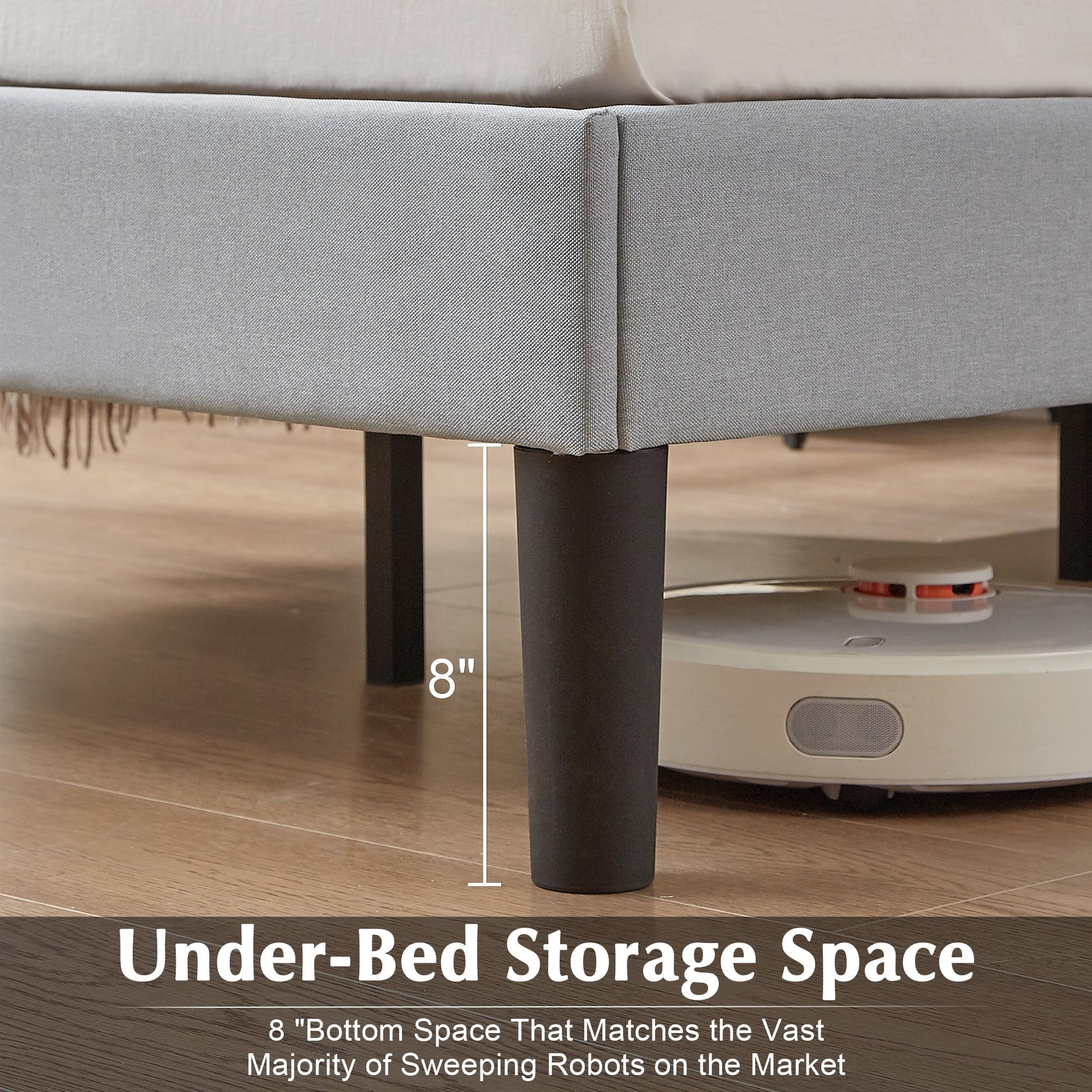 KHD Javlergo Modern Upholstered Platform Bed Frame with Height ...