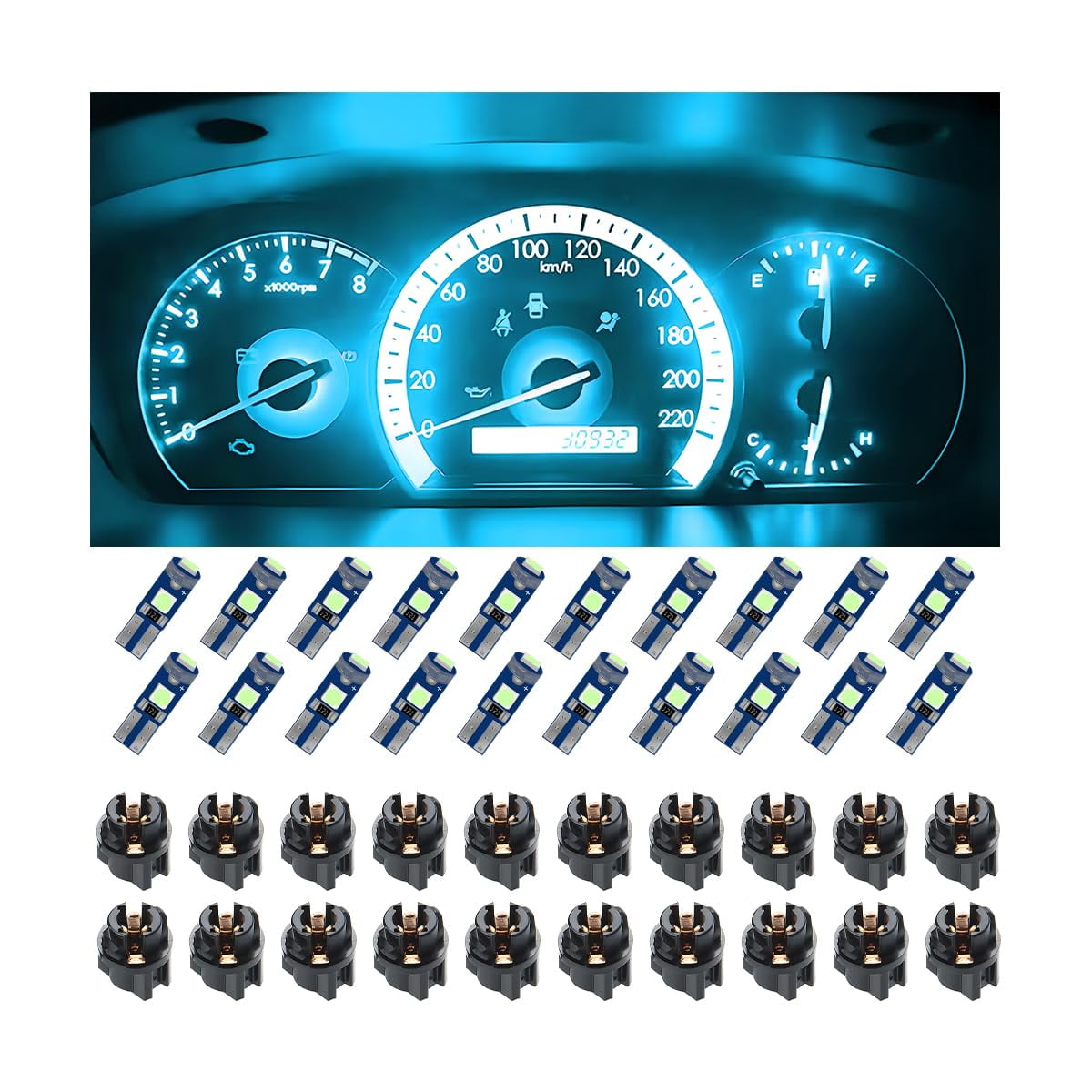 KHGUZ 20PCS Car Dashboard IFF17 T5 LED Lights, Super Bright Auto ...