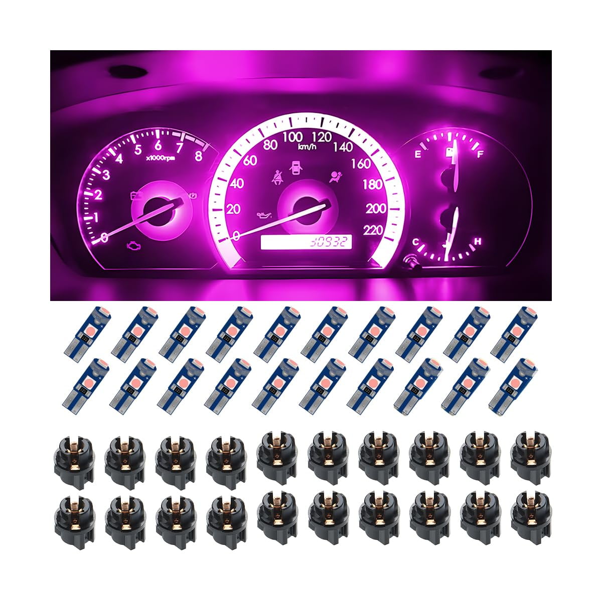 KHGUZ 20PCS Car Dashboard T5 LED Lights, Super Bright Auto Instrument ...