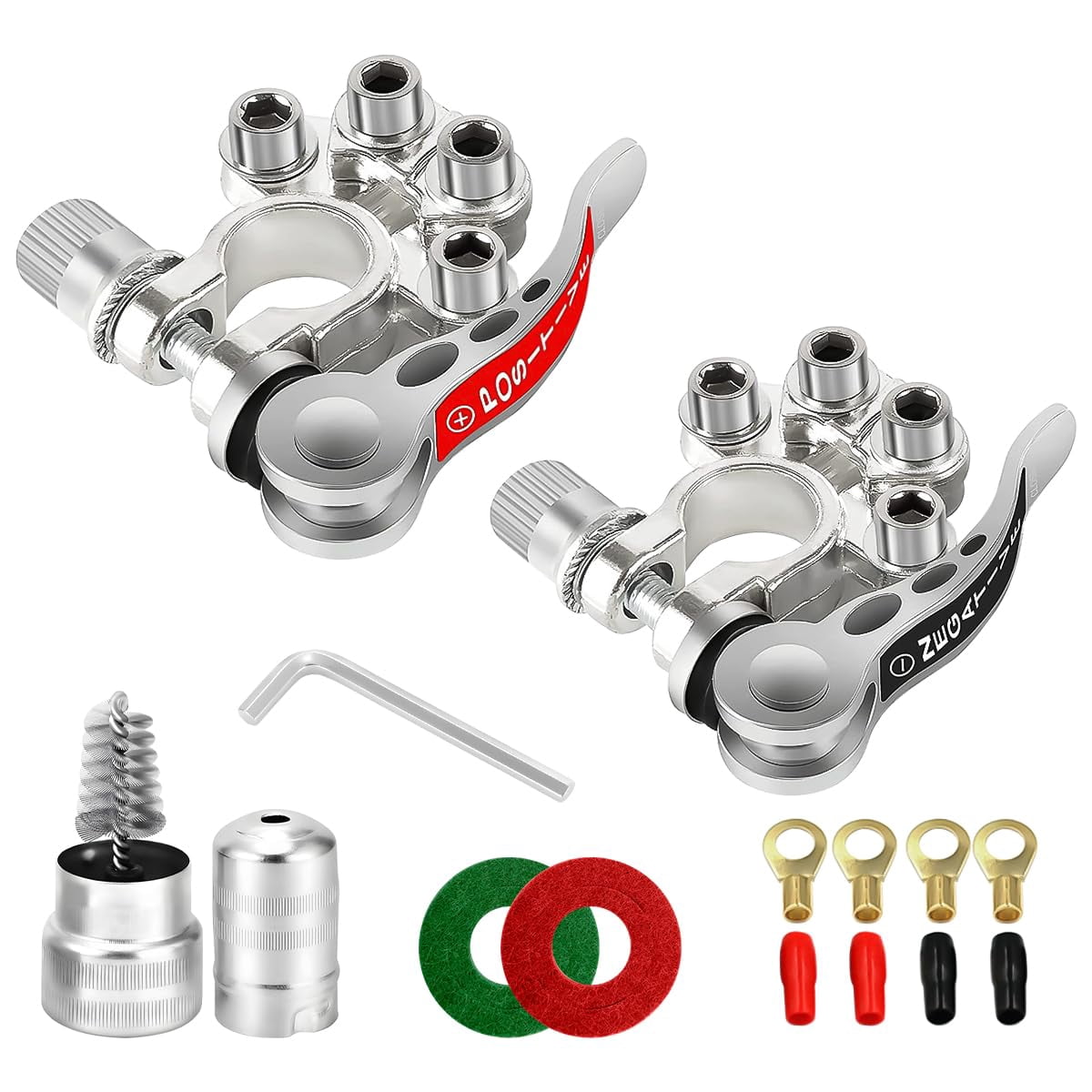 KHGUZ 2PCS Car Battery Terminal Connectors, 4 Way Release Disconnect ...